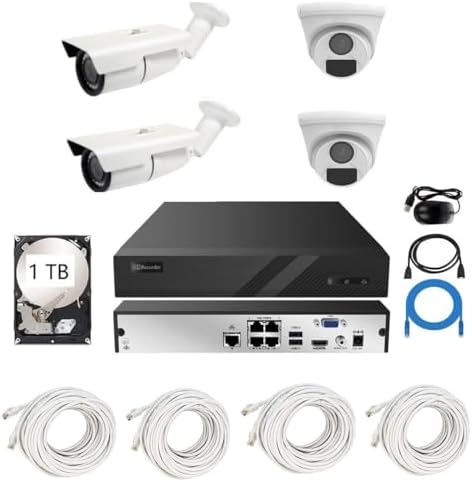UNIKON IP 2 Outdoor 2 Indoor Security Camera 4 Port 1TB CCTV Security ...