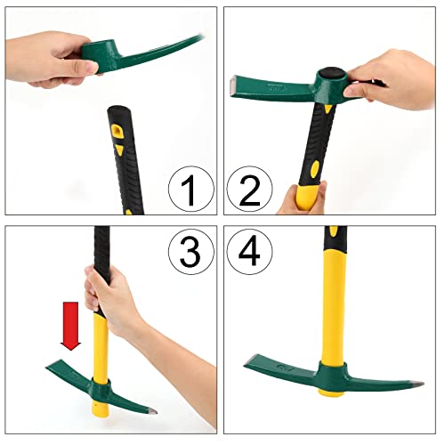 ZEONHEI Pick Mattock Hoe Heavy Duty, Gardening Hand Pick with 15 Inch ...