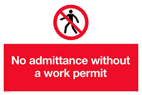 Viking Signs PA5344-A1L-5C”No Admittance Without A Work Permit” Sign, 5 ...
