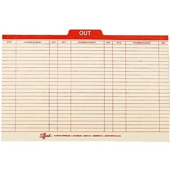 Amazon.com : Smead 53910 Charge-Out Record Guides, 1/5, Red "OUT" Tab ...