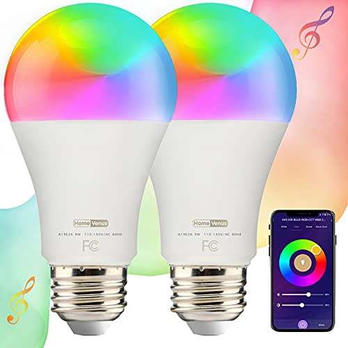 Homevenus HVS Smart Light Bulbs, 9W Equivalent 60W A19 E26 RGBW Color ...