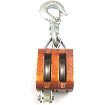 Load Rated - Double Sheave Rigging Wood Block w/Swivel Hook (3" for 3/8 ...