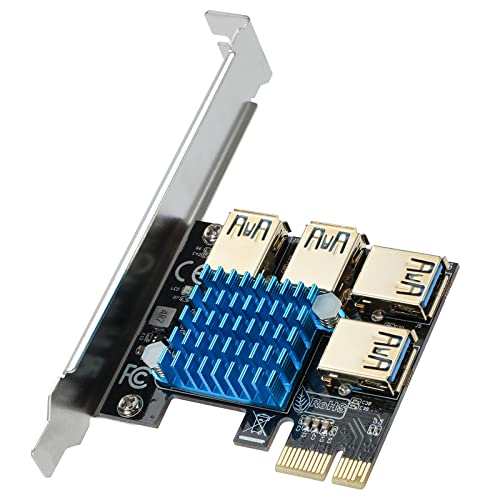 ACTIMED PCI-E Splitter 1 to 4 PCI Express USB Port Riser Card / PCIE X1 ...