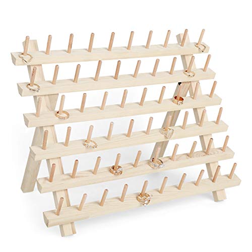 60-Spool Thread Rack, Wooden Thread Holder Sewing Organizer ...