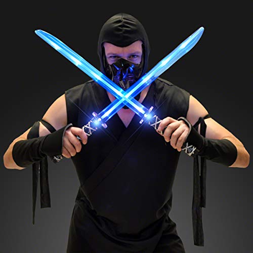 Katana Set Of Three Light Up Ninja Swords Green | LED Ninja Sword Saber ...