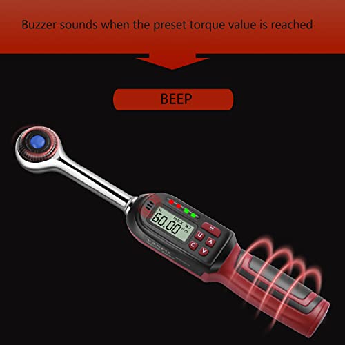 VANPO 1/2-Inch Drive Digital Torque Wrench(5-99.5 ft-lbs./6.8-135Nm), Electronic Torque Wrench ...