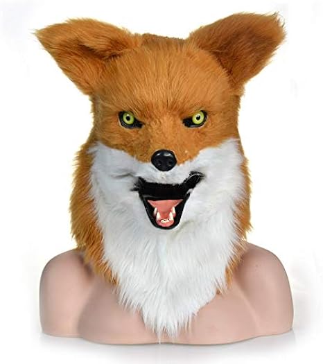 LULI Halloween Furry Two Color Fox Scary Animal Mask Breathable Funny ...