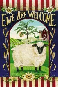 Amazon.com : Ewe Are Welcome Large Flag Sheep Farm Red White Blue ...