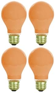 Pack Of 4 40 Watt A19 Ceramic Orange Medium Base Standard Household ...
