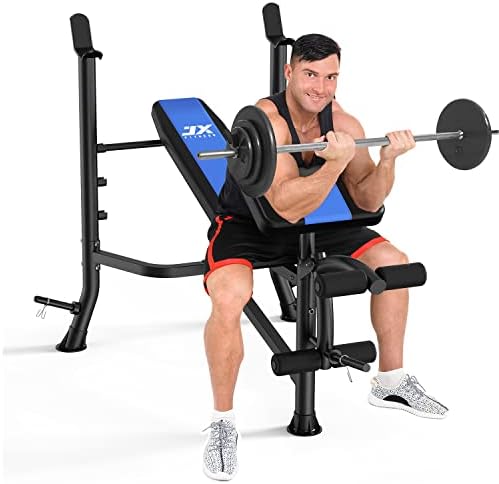 JX FITNESS Olympic Weight Bench with Rack , Bench Press Rack with Leg ...