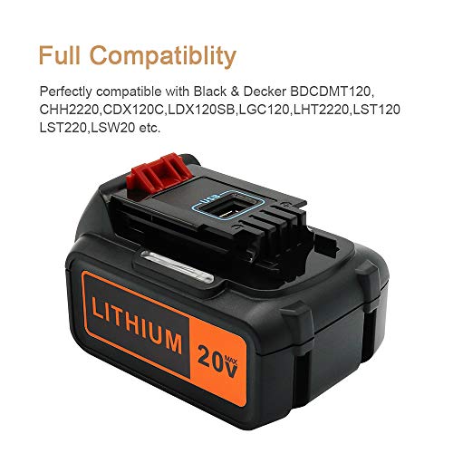 LBXR20 6.0Ah 20V MAX Replacement Lithium Battery Compatible with Black ...