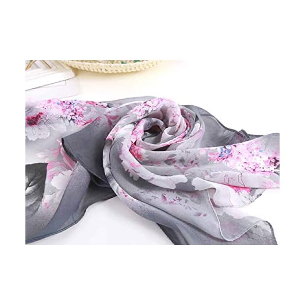 Women's Chiffon Scarf Lightweight Scarves Fashion Floral Print Scarfs ...