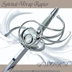 Amazon.com : Spiral Wrap Rapier Sword Swept Hilt Clamshell w/ Scab ...