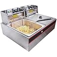 Amazon.com: 5000w 12 Liter Electric Counter Deep Fryer Dual Tank 6 ...