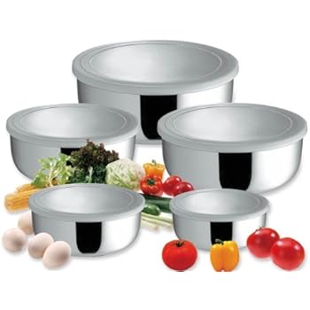 Amazon.com: BC Classics 5-Piece Stainless Steel Mixing Bowl Set with ...