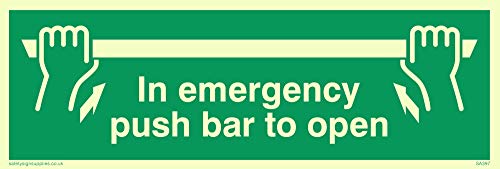Viking Signs SA397-L15-PV"In Emergency Push Bar To Open" Sign ...