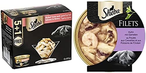 Sheba Tuna and Salmon in Gravy Cat Food (85g x 6 cans) and Sheba Cig ...