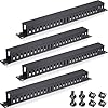 4 Pack 1U 19 Inch Cable Manager 24 Slot Horizontal Rack Mount Wire ...