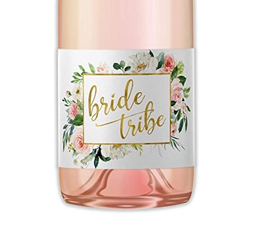 BRIDE TRIBE Mini Champagne Bottle Labels SET of 12 Blush Rose ...