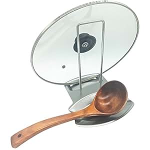 Amazon.com: 1 pcs Stainless Steel Pan Pot Cover Lid Rack Stand Spoon ...