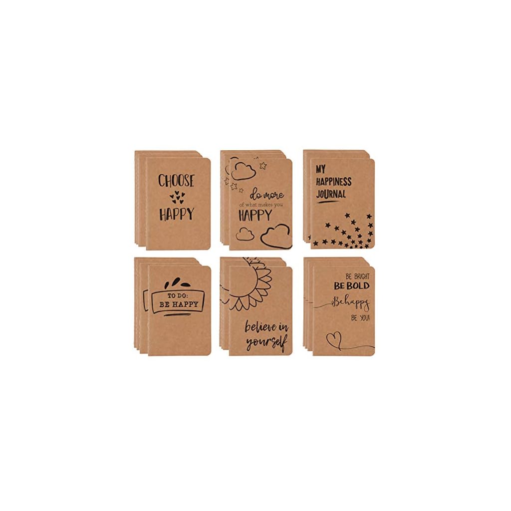 24 Pack Happy Journals Bulk, Kraft Paper Notebooks with 80 Lined Pages ...