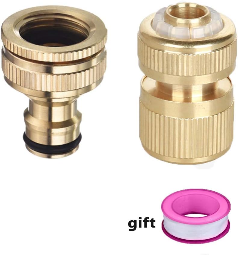 Kungfu Mall 2 Pack Brass Hose Tap Connector Set for Garden, 1/2 and 3/4 ...