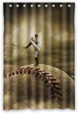Amazon.com: Personalized Baseball player Shower Curtain, Shower Rings ...