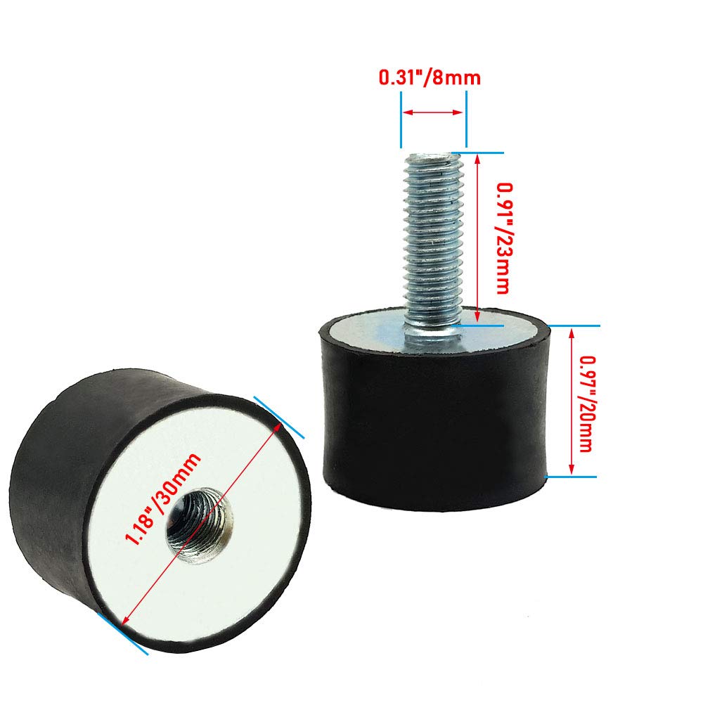 with Non-Slip Nuts,4 Pack Diesel Engines Garage Motor M8 Rubber Studs ...