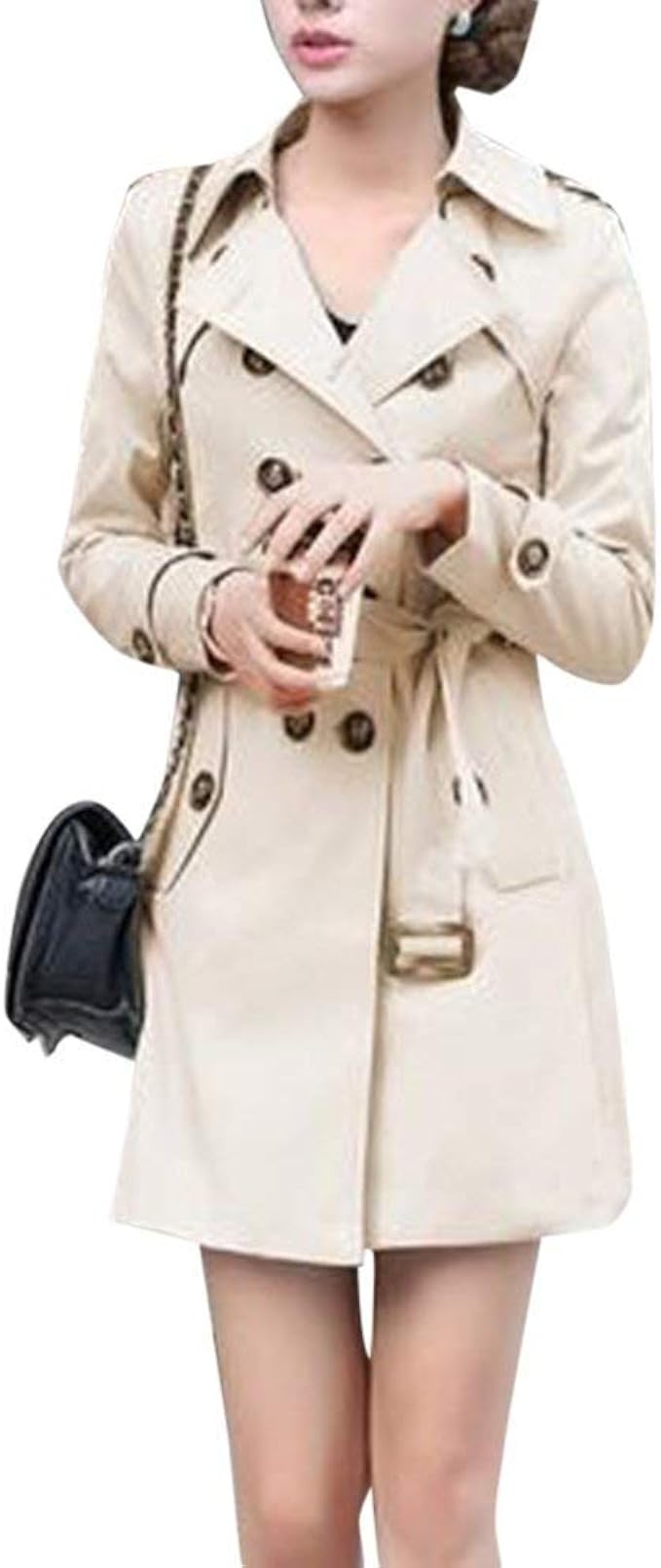 Trenchcoat Damen Elegante Lang Frühling Herbst Mantel Langarm Festlich ...