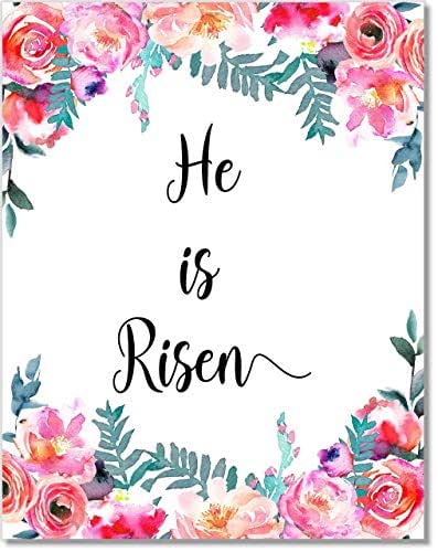 Amazon.com: He Is Risen Floral Print - Easter Wall Art - 8x10 ...