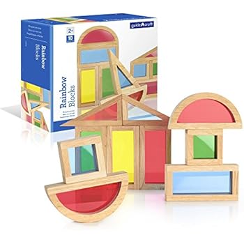 Amazon.com: Guidecraft Rainbow Blocks Set - 10 Pcs. Kids Learning & Educational Toys, Stacking ...