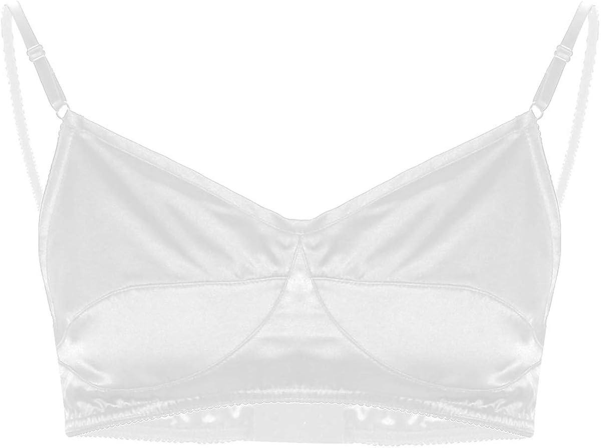 Buy iiniim Mens Sissy Lingerie Shiny Satin Wire-Free No Padded Bralette ...
