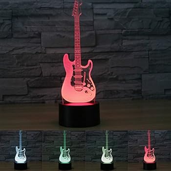 Amazon.com: 3D Electric Guitar Music Model Night Light 7 Color Change ...