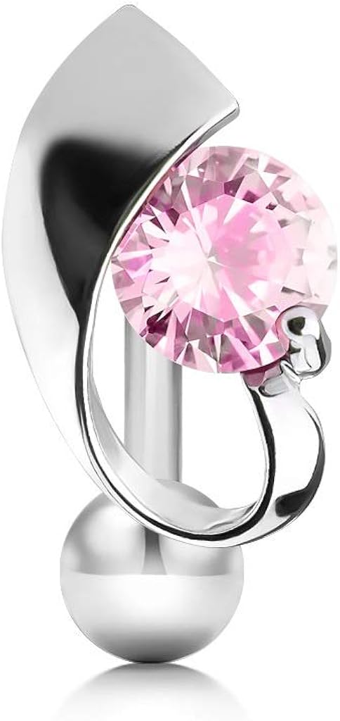 PiercedOff 316L CZ Centered Reverse Top Down Belly Bar – BigaMart
