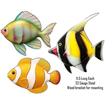 Amazon.com: Tropical Set Of 3 Fishes Laser Cut Out Metal Signs 11.5 ...