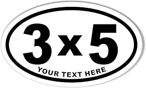 Amazon.com: 3x5 Custom Oval Bumper Stickers. Black on White Background ...