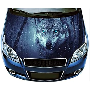 Amazon.com: Nat999Lily Wolf Car Hood Decal Car Vinyl Sticker Wolf ...