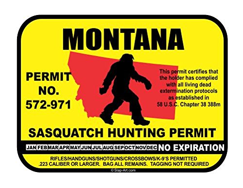 Bigfoot Gifts & Toys Montana Sasquatch Hunting Permit License Bigfoot ...