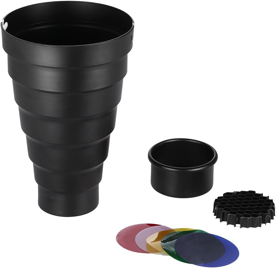 Andoer Elinchrom Snoot with Honeycomb Grid + Color Filters for Impact ...