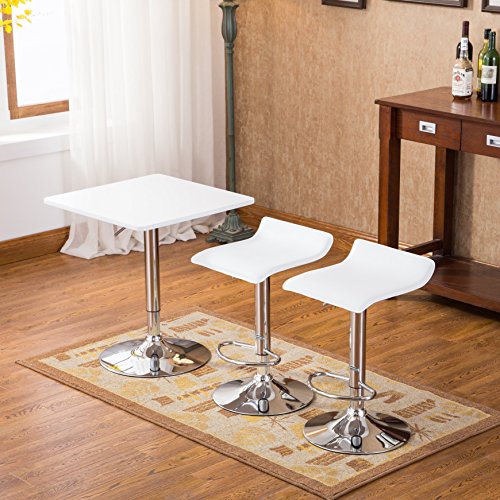Roundhill Furniture Baxton White SQUARE Top Adjustable Height Wood ...