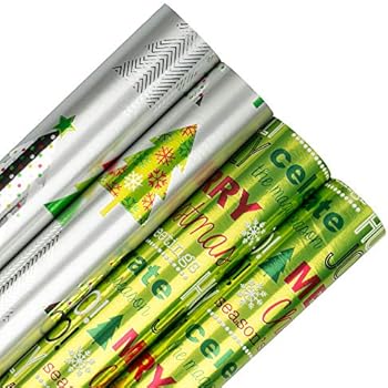 Amazon.com: JAM PAPER Assorted Gift Wrap - Christmas Foil Wrapping ...