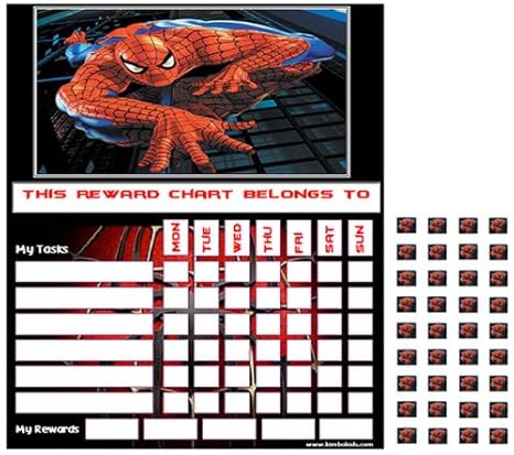 Spiderman good behaviour reward task chart with reusable stickers ...