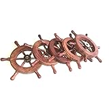 Amazon.com: 18" Antique finish Teak Ships Wheel - Nautical Theme Brass ...