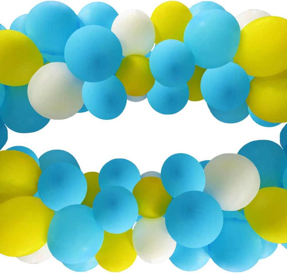 Amazon.com: Blue White and Yellow Balloon Garland Arch Kit, 90 Pack 10 inch Blue Yellow White ...