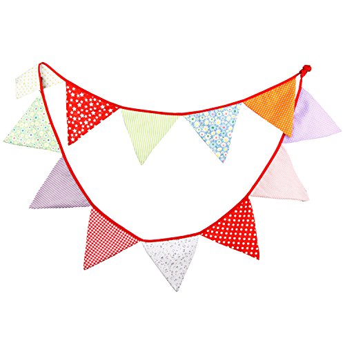 INFEI Candy Tone Fabric Flags Bunting Banner Garlands for Wedding ...