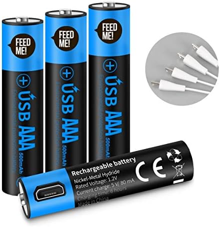 USB Rechargeable AAA Batteries,450mAh AAA Batteries with USB Ports ...