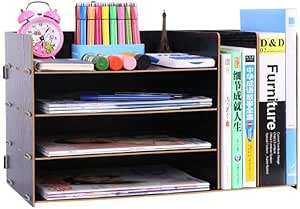 Wood Multifunctional Desktop File Organizer with Drawer Horizontal ...