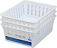 Amazon.com - Slim Plastic Storage Trays Baskets in White- Set of 3 ...