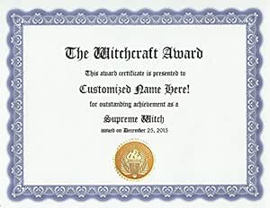 Amazon.com : Witchcraft Award: Personalized Custom Witch Award ...