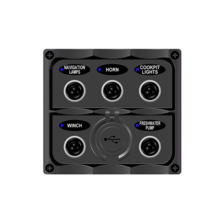 Bandc Marine Grade Boat 5 Way Toggle Switch Panel with USB Charge ...